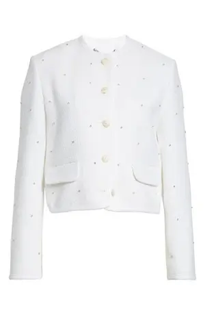 GOLDEN GOOSE Rhinestone Bouclé Boxy Jacket - Off-white