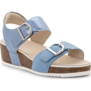 ARA Nova Slingback Platform Wedge Sandal - Azure Blue/sky Blue