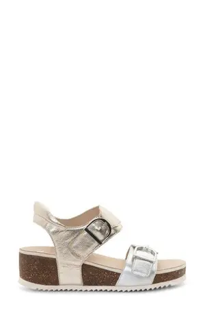 ARA Nova Slingback Platform Wedge Sandal - Silver/platinum