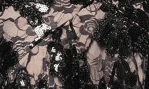 BLONDIE NITES Sequin Strappy Lace Trumpet Gown - Black/nude