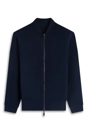 Bugatchi Soft Touch Knit Reversible Bomber Jacket - Navy