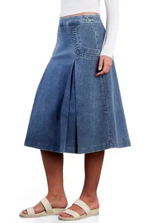 WASH LAB DENIM Cascade Pleated Denim Skirt
