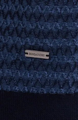 Bugatchi Short-sleeve Honeycomb Knit Cardigan - Navy