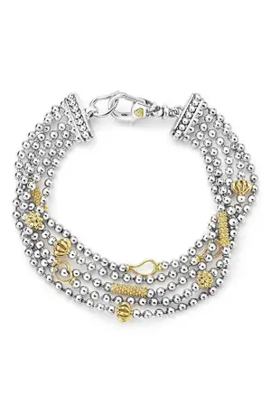 Lagos Two-tone Caviar Five-strand Bracelet