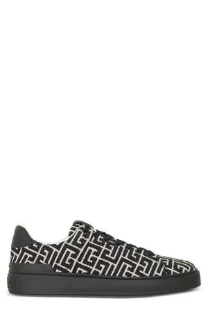 Balmain B Court Monogram Jacquard Low Top Sneaker - Black/ivory