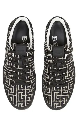 Balmain B Court Monogram Jacquard Low Top Sneaker - Black/ivory