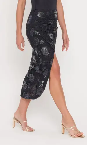 Generation Love Vegan Leather Guipure Skirt