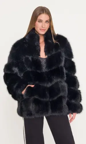 Generation Love Louisa Faux Fur Jacket - Black