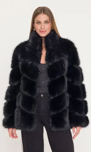 Generation Love Louisa Faux Fur Jacket - Black
