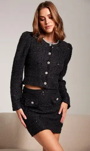 GENERATION LOVE Chiara Crystal Embellished Tweed Jacket