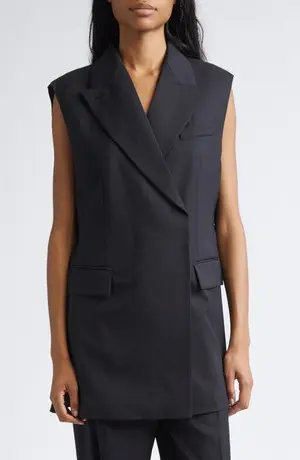 Sportmax Albero Pleat Back Wool Blend Vest