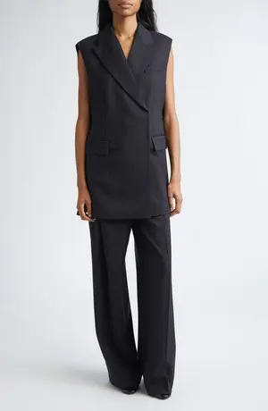 Sportmax Albero Pleat Back Wool Blend Vest