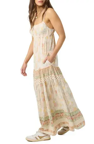 O'Neill Floral Print Tiered Maxi Dress