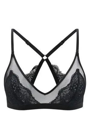 THIRDLOVE All Day Lace Unlined Racerback Bralette - Black