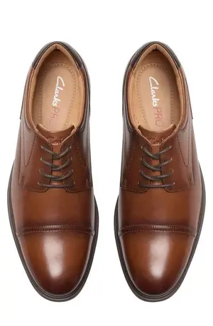 Clarks Eldredge Cap Toe Derby - Dark Tan Leather