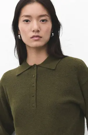 Mango Polo Sweater - Khaki Green