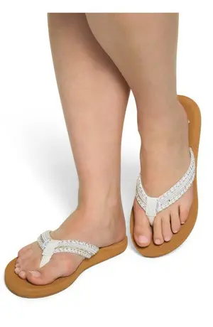 Roxy Embellished Flip Flop - Silver