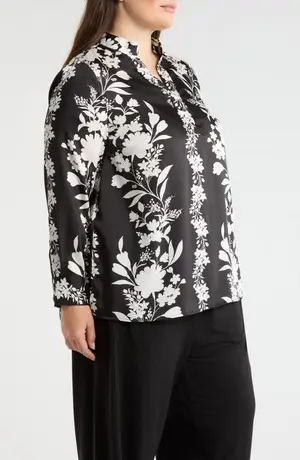 Anne Klein Floral Print Popover Blouse