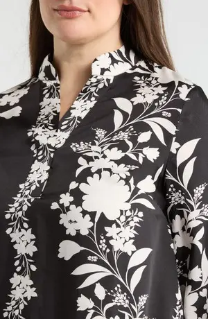 Anne Klein Floral Print Popover Blouse