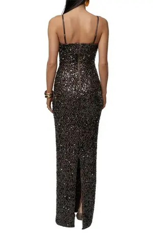 JLUXLABEL Sequin Embellished Gown - Brown