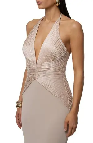 JLUXLABEL Enchanted Plunge Neck Gown