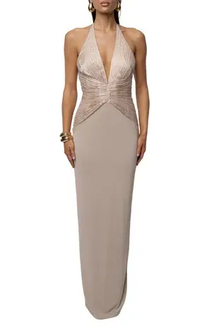 JLUXLABEL Enchanted Plunge Neck Gown