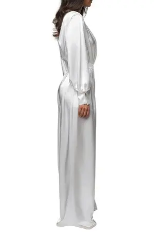 JLUXLABEL Pleated Wide-leg Satin Trousers - White