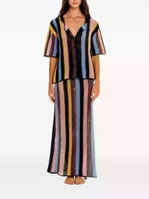Agua Bendita Axel Stripe Crochet Shirt - Black