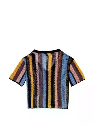Agua Bendita Axel Stripe Crochet Shirt - Black