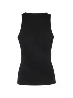 GANNI Ribbed Logo-embroidered Top - Black