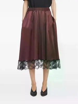 Maria Mcmanus Lace-trimmed Midi Skirt - Red