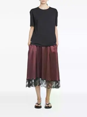 Maria Mcmanus Lace-trimmed Midi Skirt - Red