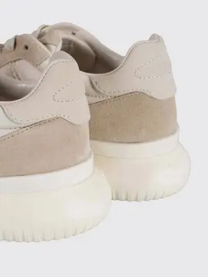 Hogan Suede And Nappa Leather Lace-up Sneakers - Beige