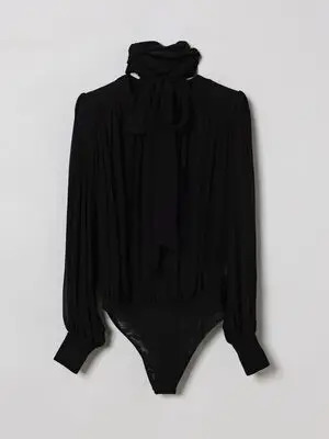 Elisabetta Franchi Silk Bodysuit Blouse With Pussybow Collar