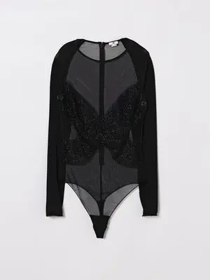 Elisabetta Franchi Stretch Viscose Bodysuit Top With Sequined Embellishments
