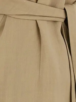 Brunello Cucinelli Linen Blend Midi Wrap Dress - Beige