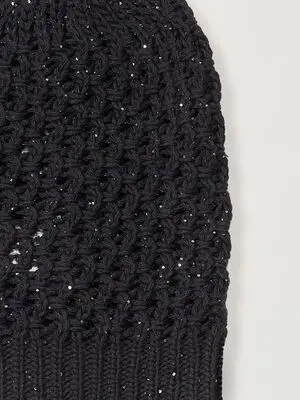 Fabiana Filippi Open-knit Wool Blend Hat With Micro Sequins