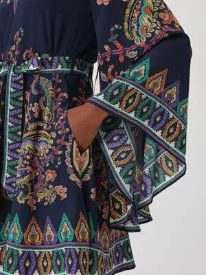 Etro Paisley Print Silk Twill Mini Dress - Blue