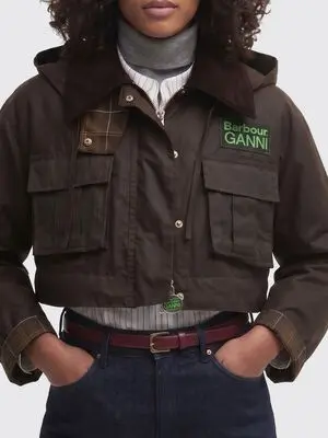 Barbour Cropped Utility Jacket With Hood - Green