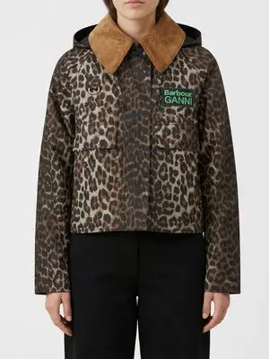 BARBOUR X GANNI Spey Leopard Print Waxed Jacket - Black