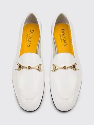 DOUCAL'S Leather Loafers With Horsebit Detail - White