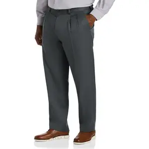 B+T ESSENTIALS Big & Tall Pleated Microfiber Dress Pants - Dark Grey