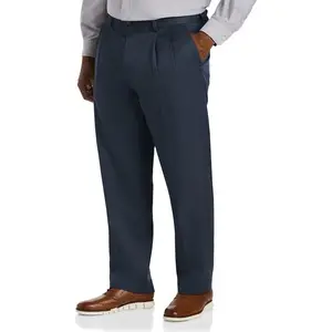 B+T ESSENTIALS Big & Tall Pleated Microfiber Dress Pants - Navy