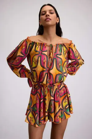 JE TE VEUX Sirius Starry Print Mini Dress