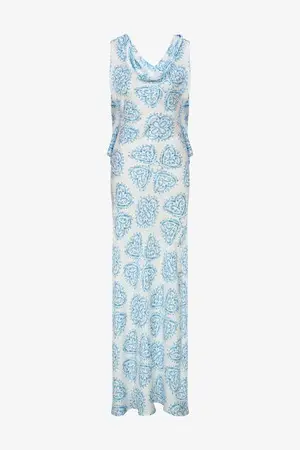 JE TE VEUX Bleu Ceramic Print Maxi Dress