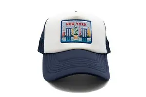 REY TO Z New York Postcard Trucker Hat - Navy & White