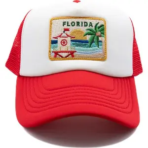REY TO Z Florida Postcard Trucker Hat - Red & White