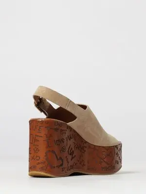 Chloé High Wedge Suede Sandals - Beige