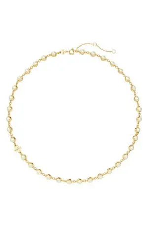 Tory Burch Moondance Faux Pearl Necklace - Light Brass/pearl