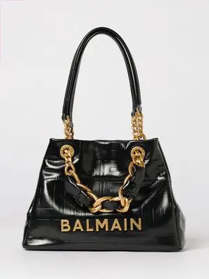 Balmain Shoulder Bag With Gold Tone Chain - Black